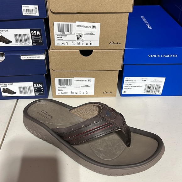 Clarks | Shoes | Clarks Mens Wesley Post Flip Flop Sandal Brown M New ...